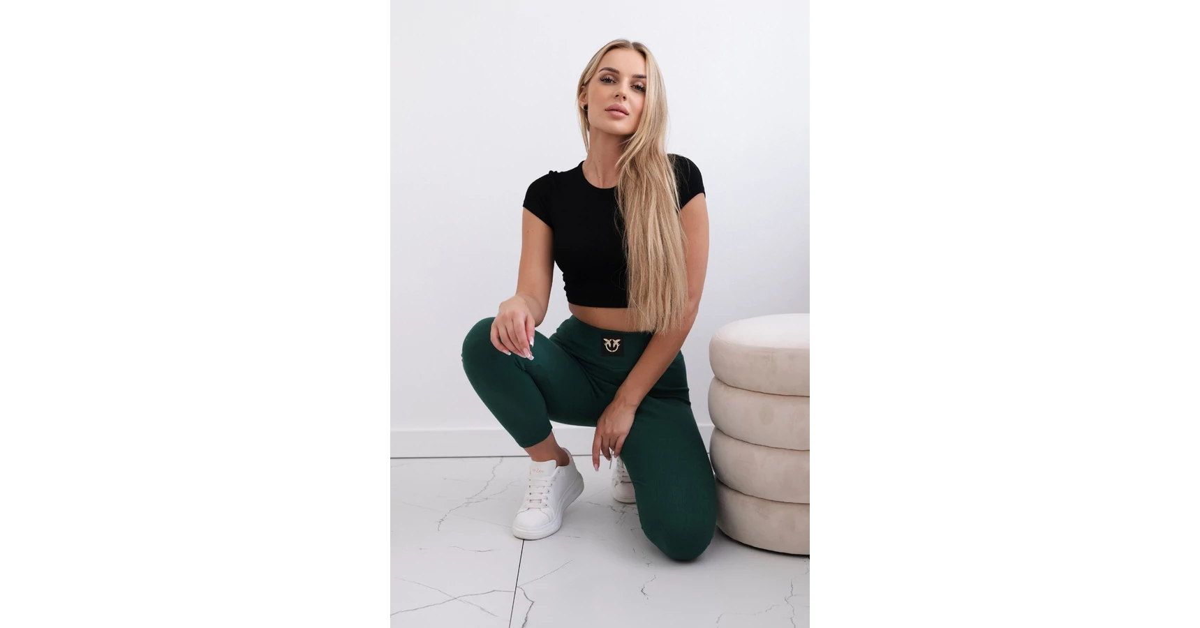 Sötétzöld bordás leggings, one size - SZTILÓ WEBSHOP
